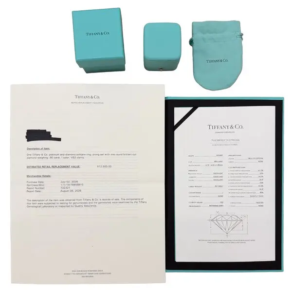 Tiffany & Co. 0.9 Ct Round Brilliant Diamond Engagement Ring