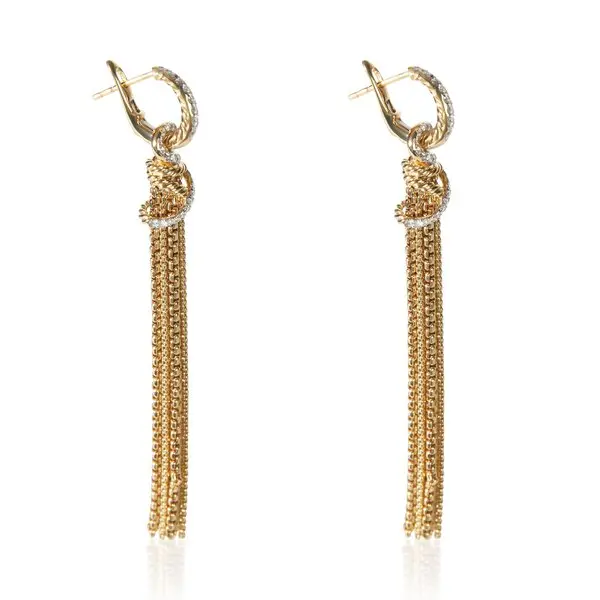 David Yurman Yellow Gold Diamond Helena Tassel Earrings