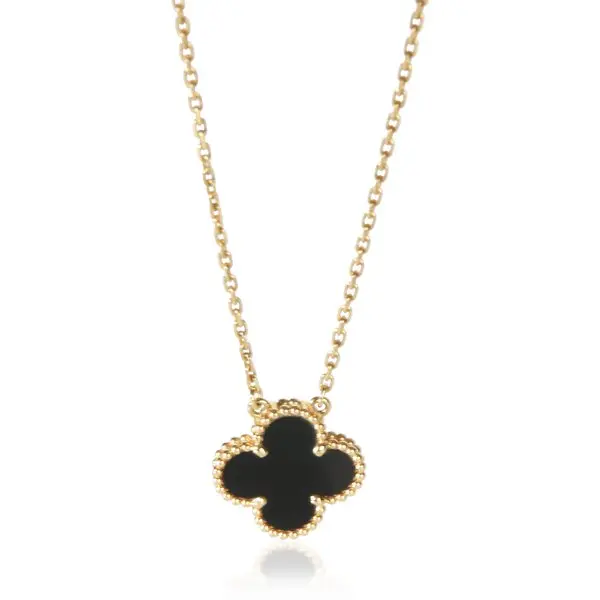 Van Cleef & Arpels Yellow Gold Onyx Pendant Necklace Inches - Yellow_gold
