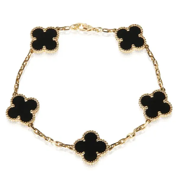 Van Cleef & Arpels 18k Yellow Gold Onyx Motif Bracelet - Yellow_gold