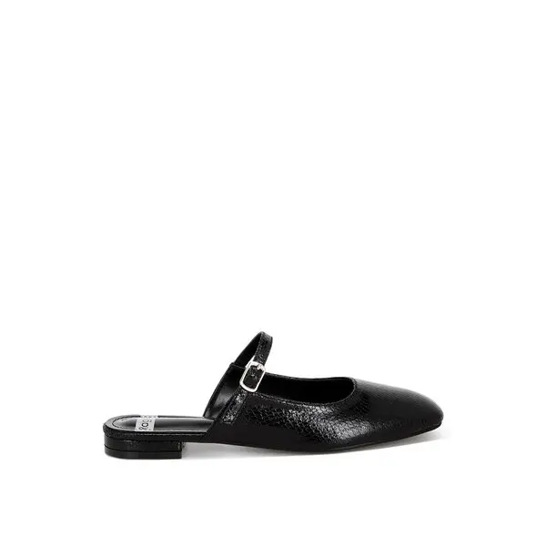 RAG & CO Square Toe Buckled Flats In Snake