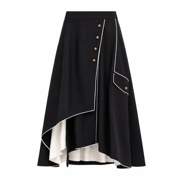 JULIA ALLERT Tailored Asymmetrical Midi Skirt - Black