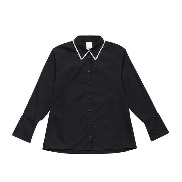 ALAS Name Silk-cotton Shirt With Lace Trim - Black