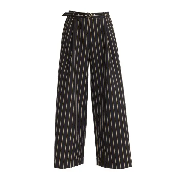 JULIA ALLERT High-waisted Wide-leg Pinstripe Palazzo Trousers - Black