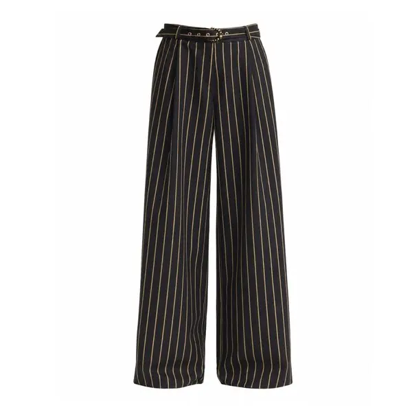 JULIA ALLERT High-waisted Wide-leg Pinstripe Palazzo Trousers - Black