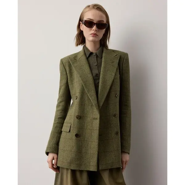 Ralph Lauren Ramona Windowpane Tweed Jacket