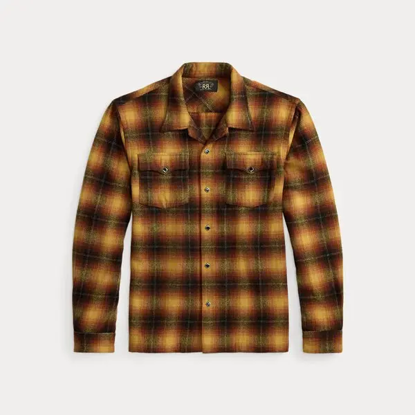 Ralph Lauren Plaid Wool-blend Camp Shirt - Orange/yellow