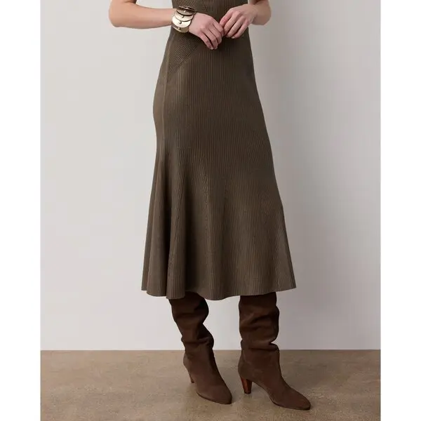 Ralph Lauren Adrianna Foiled Rib-knit Sweater Skirt