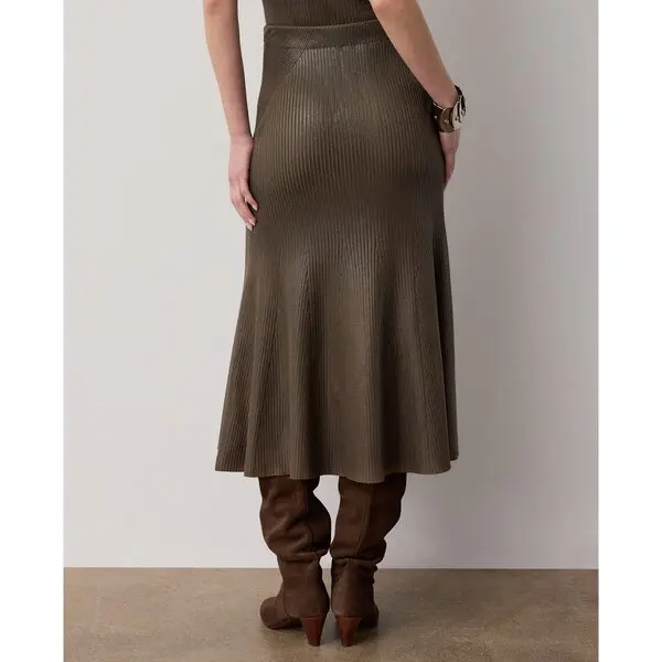 Ralph Lauren Adrianna Foiled Rib-knit Sweater Skirt