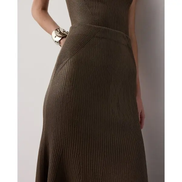 Ralph Lauren Adrianna Foiled Rib-knit Sweater Skirt
