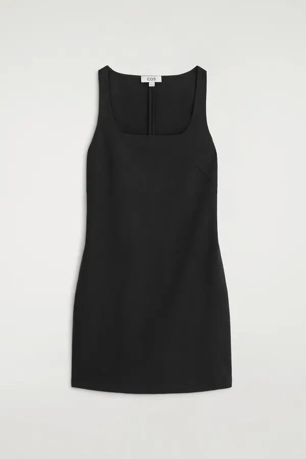 Cos Square-neck Crepe-jersey Dress - Black