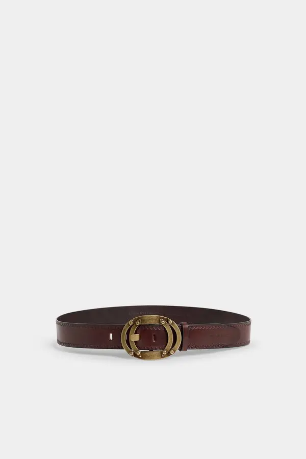 Dsquared2 Leather Belt With Vintage Buckle