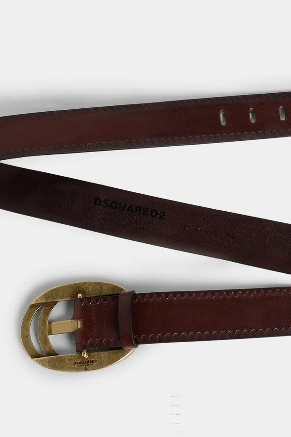 Dsquared2 Leather Belt With Vintage Buckle
