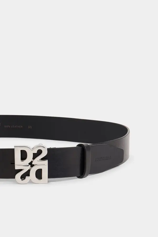 Dsquared2 Slim Leather Belt With Upside Down Buckle