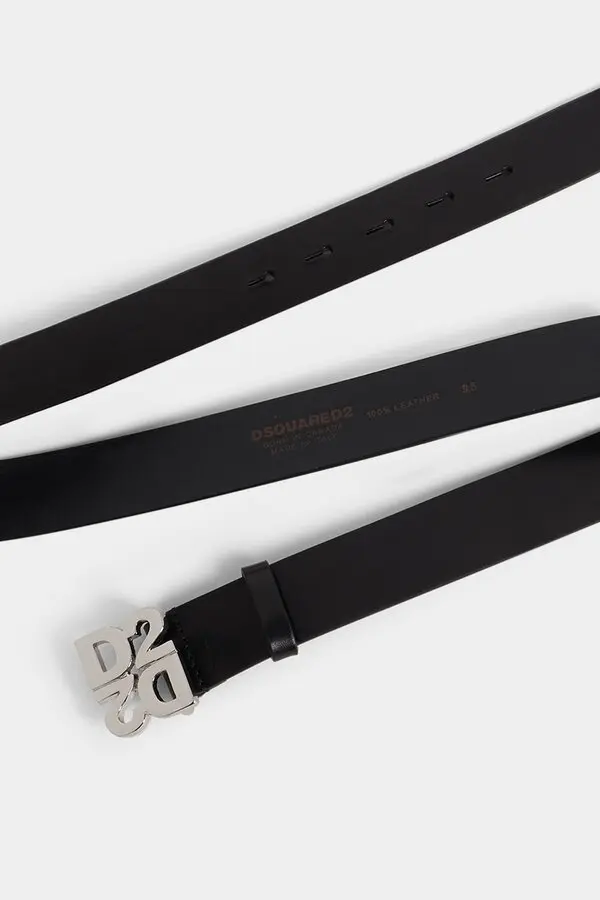 Dsquared2 Slim Leather Belt With Upside Down Buckle
