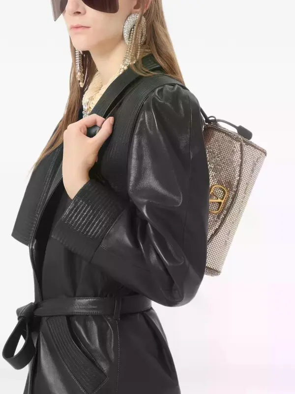 Valentino Garavani Devain Small Metallic Mesh Shoulder Bag