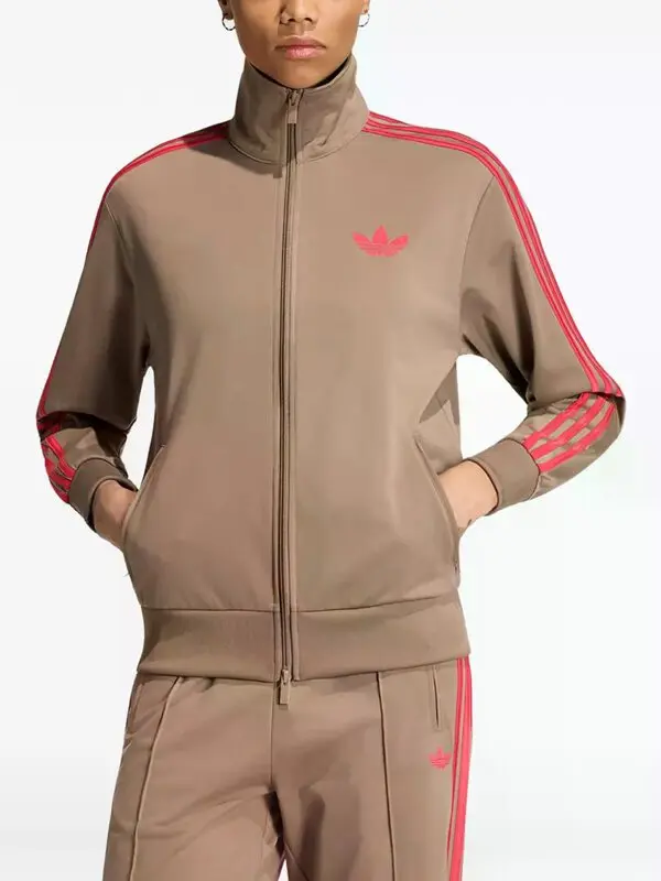 Adidas Logo-embroidered Striped Track Jacket - Neutrals