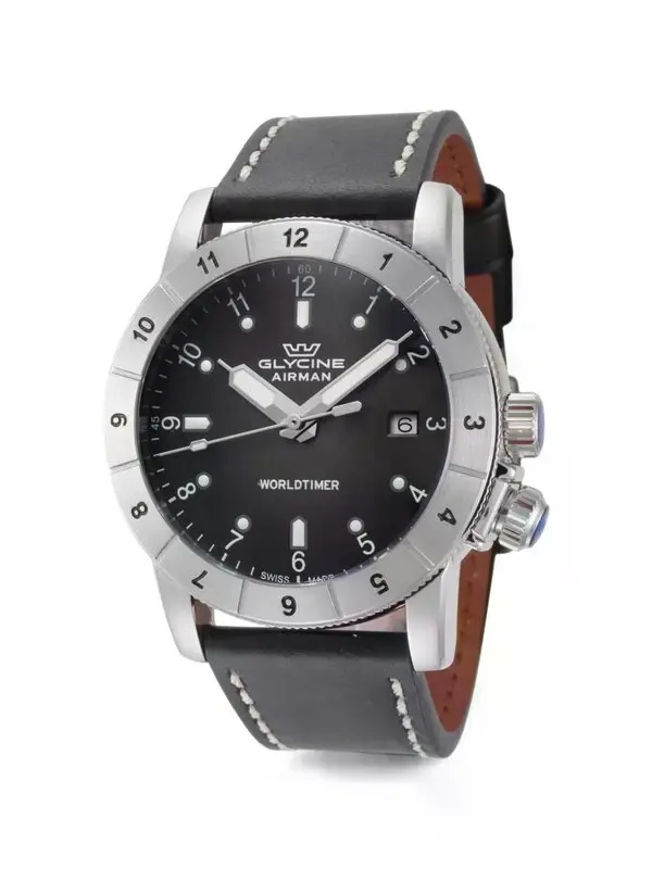 GLYCINE Airman Worldtimer 42mm Watch - Black