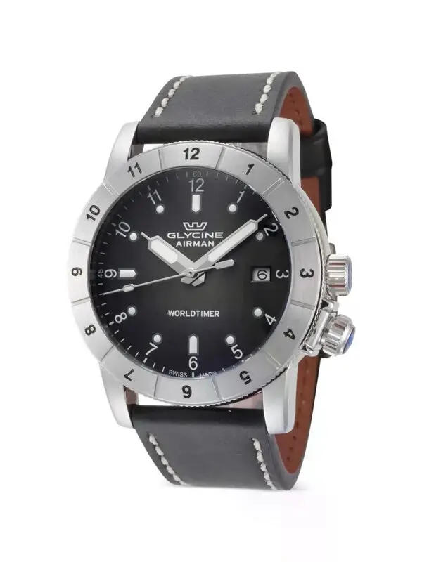 GLYCINE Airman Worldtimer 42mm Watch - Black