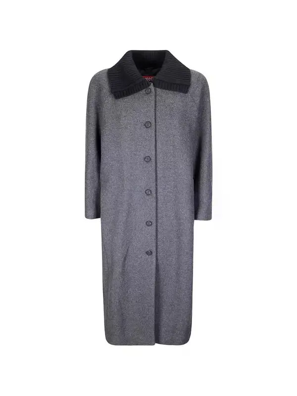 DIESEL® Ribbed-collar Wool-blend Coat - Grey