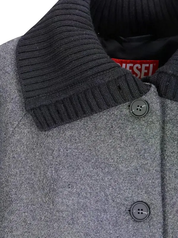 DIESEL® Ribbed-collar Wool-blend Coat
