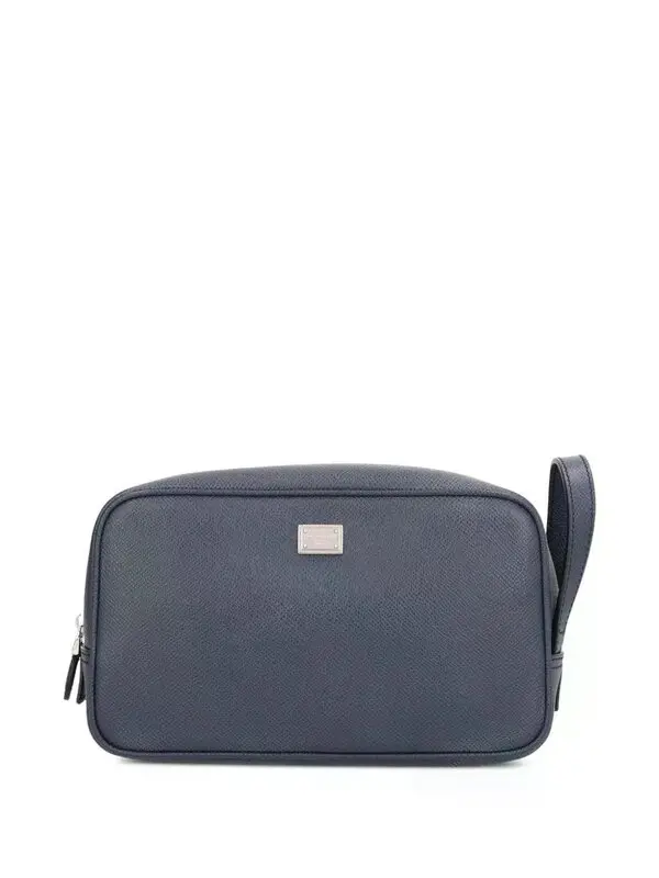 Dolce & Gabbana Toiletry Bag In Calfskin Leather - Blue