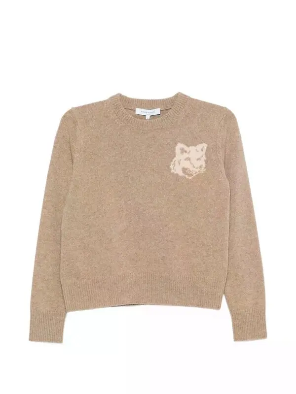 Maison Kitsuné Fox Head Intarsia-knit Sweater - Neutrals