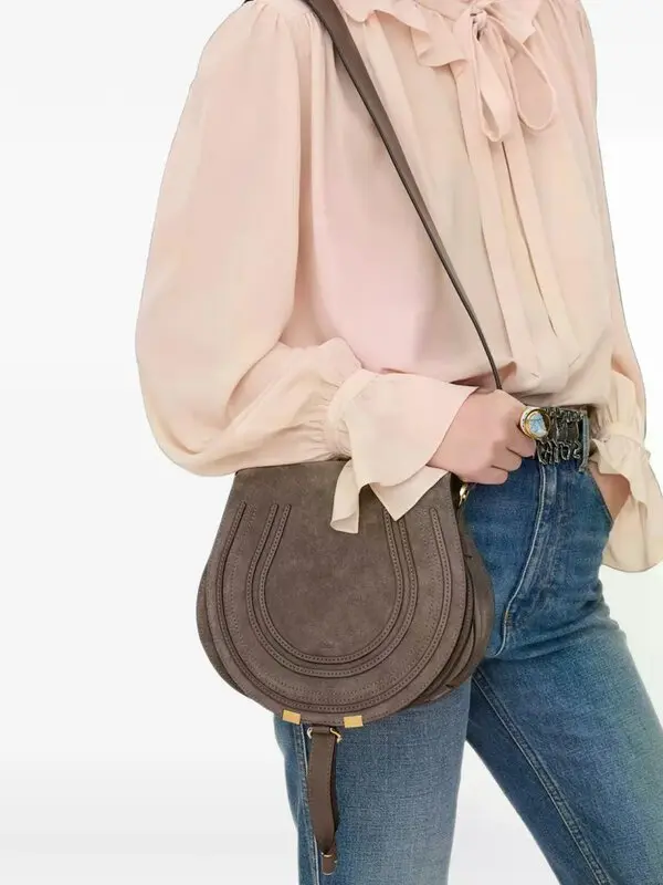 Chloé Marcie Suede Shoulder Bag - Grey