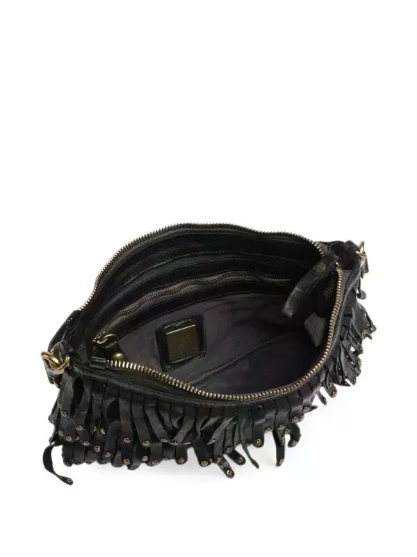 CAMPOMAGGI Fringe-trimmed Studded Leather Clutch Bag