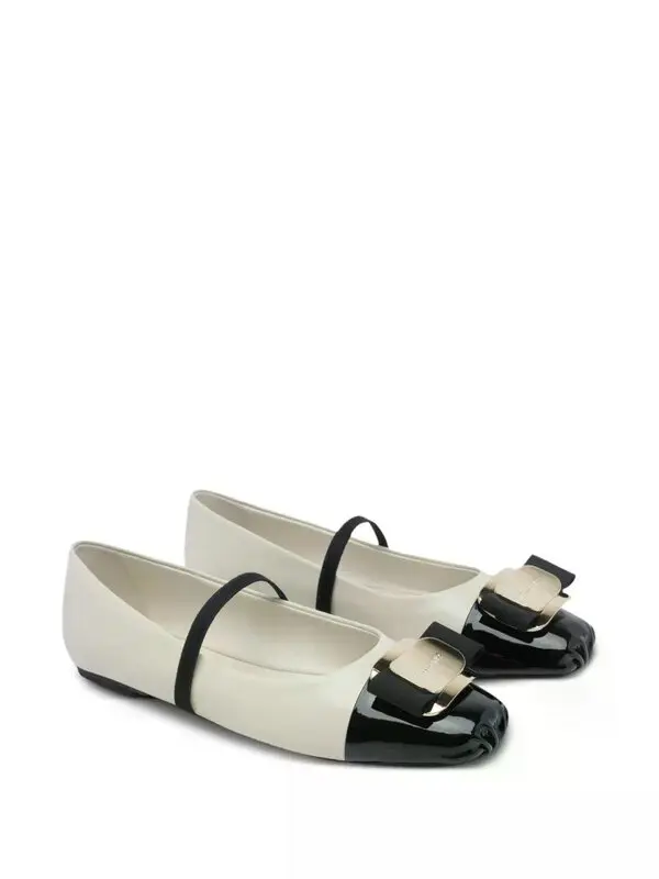 FERRAGAMO New Vara Plate Bicolor Ballet Flats