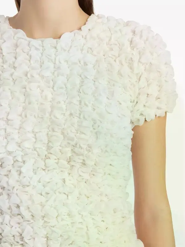 Khaite Polly Short-sleeve Ruched Chiffon Top - White