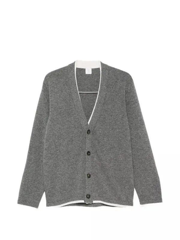 Eleventy Contrast Trim V-neck Cardigan - Grey