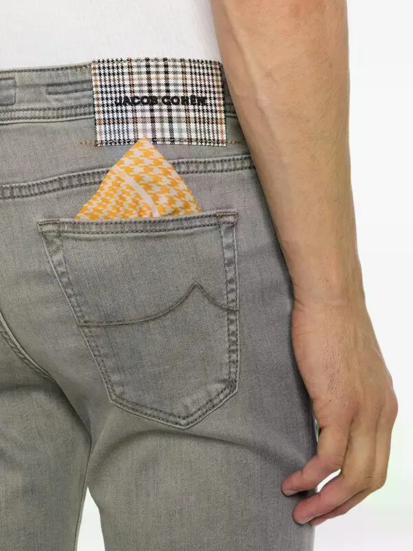 Jacob Cohen Scott Logo-patch Cropped Slim-fit Jeans - Grey