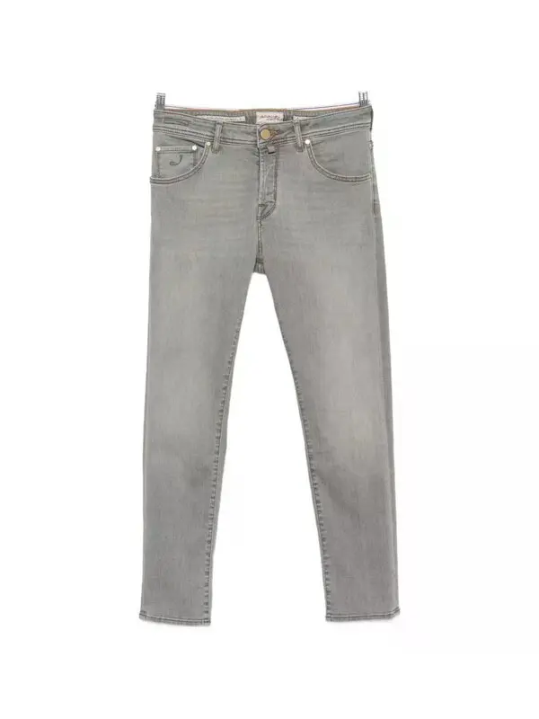 Jacob Cohen Scott Logo-patch Cropped Slim-fit Jeans - Grey