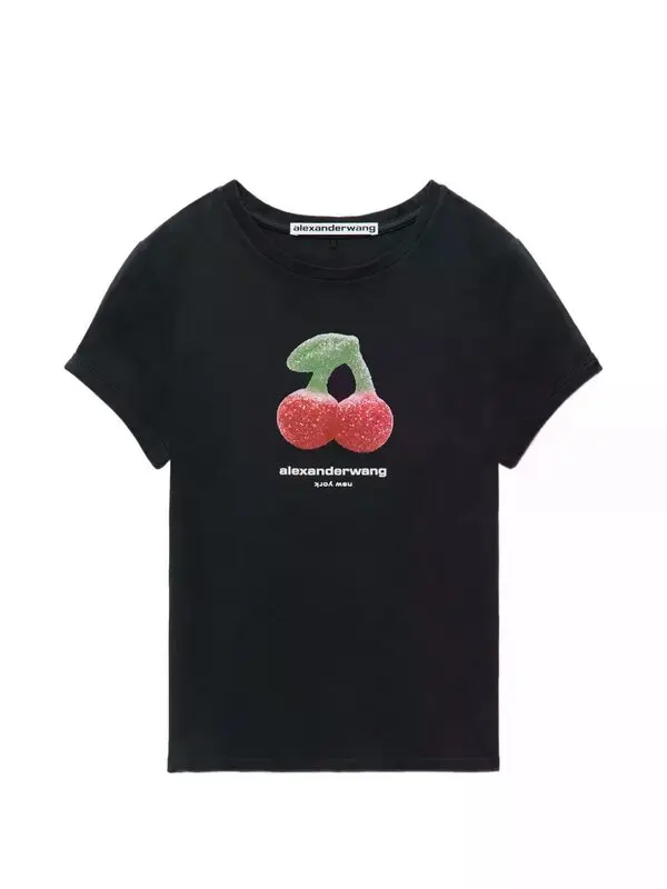Alexander Wang Cherry Graphic Tee With Contrast Trim - Black