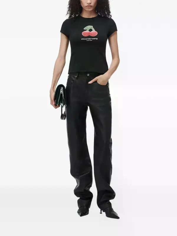 Alexander Wang Cherry Graphic Tee With Contrast Trim
