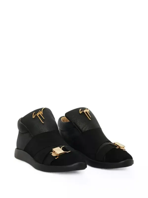 GIUSEPPE ZANOTTI Logo-plaque Buckled Sneakers - Black