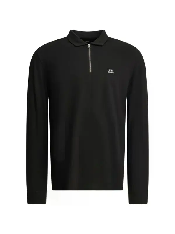 C.P. COMPANY Stretch Piquet Long Sleeve Zip Polo