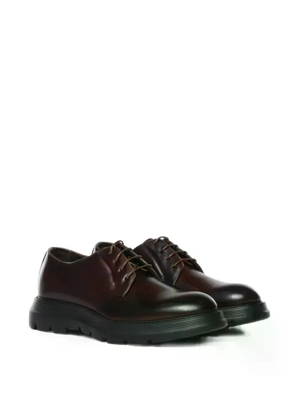 GIULIANO GALIANO Castro Polished Leather Derby Shoes - Brown