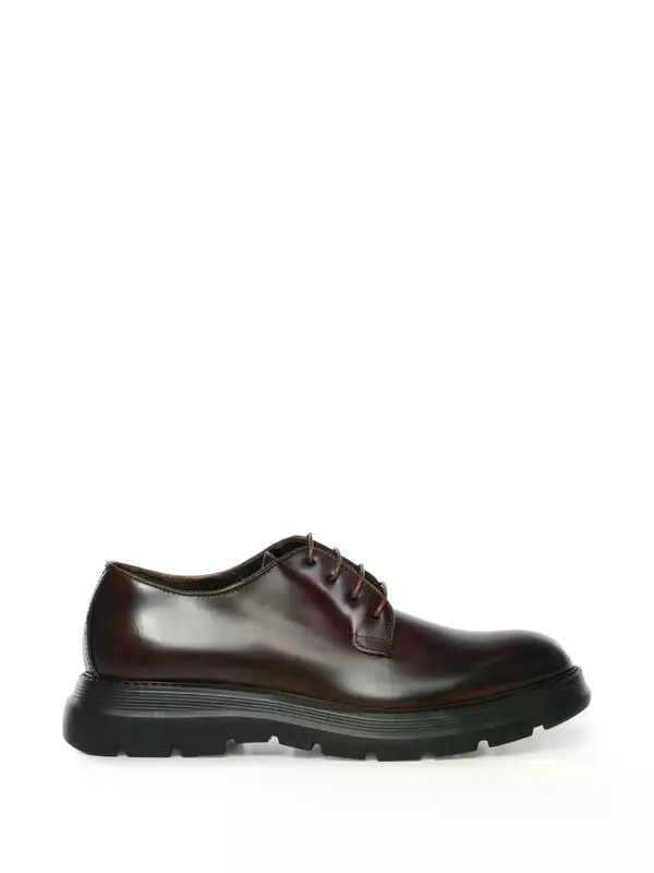 GIULIANO GALIANO Castro Polished Leather Derby Shoes - Brown
