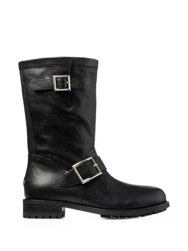JIMMY CHOO Biker Mid Leather Ankle Boots - Black