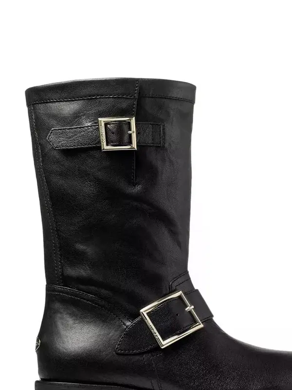 JIMMY CHOO Biker Mid Leather Ankle Boots