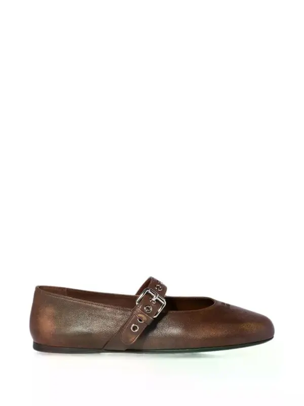 Miu Miu Buckle-strap Leather Ballet Flats