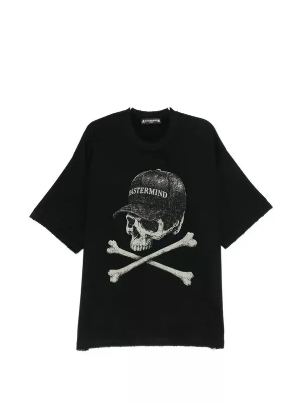 MASTERMIND WORLD Distressed-effect Logo-print T-shirt - Black