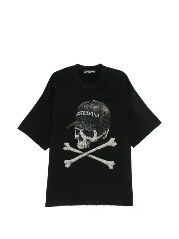 MASTERMIND WORLD Distressed-effect Logo-print T-shirt - Black