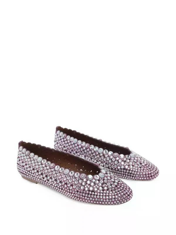 Kurt Geiger Crystal-embellished Scalloped Ballet Flats - Purple