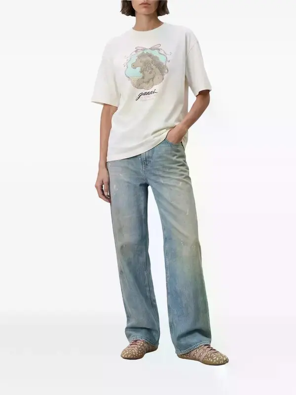 GANNI T-shirt With Horses