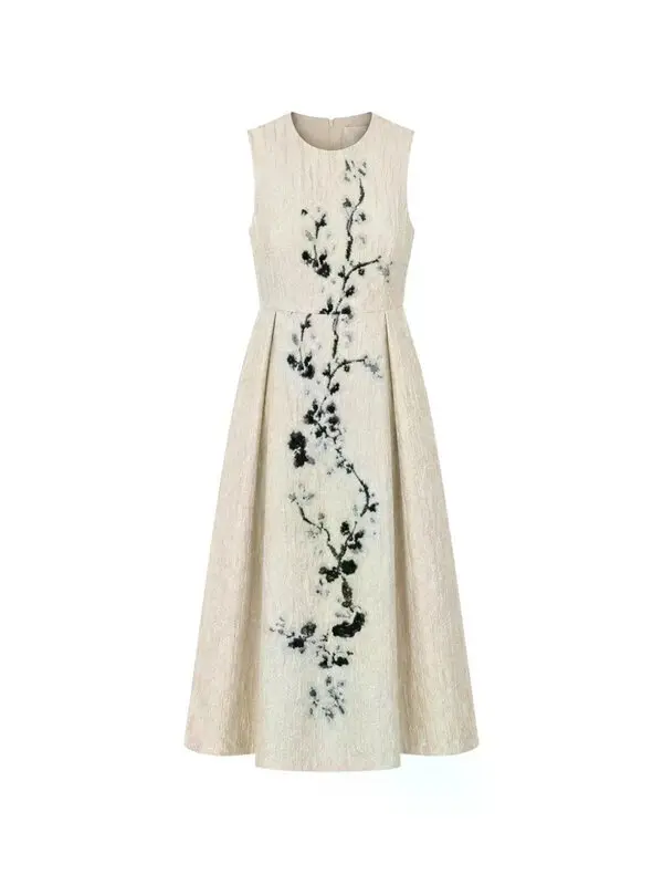 PSOPHIA Floral-embroidered Jacquard Midi Dress - White