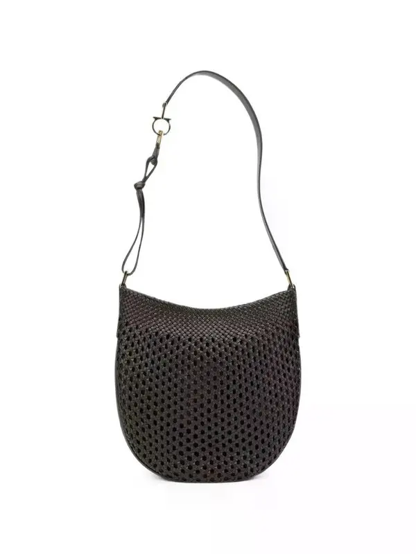 FERRAGAMO Woven Leather Shoulder Bag - Brown