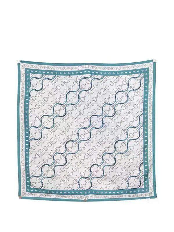 Eleventy Chain-print Silk Scarf - Grey